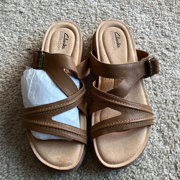 Clarks | Shoes | Collection By Clarks Brynn Leather Buckle Slide Sandal ...